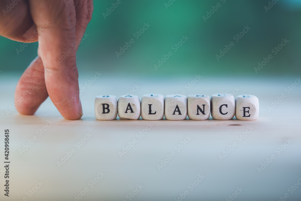 Encourage Words concept, BALANCE word cube on bokeh blur background ...