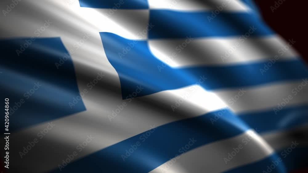 Greek flag Closeup 1080p Full HD 1920X1080 footage video waving in wind ...