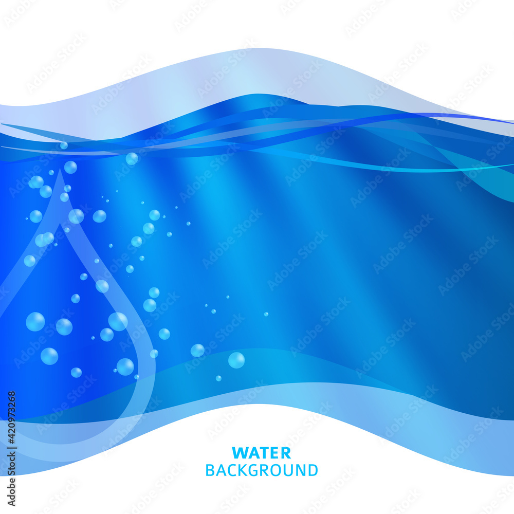 Freshness natural theme, a Fresh Water background of blue. Elements ...