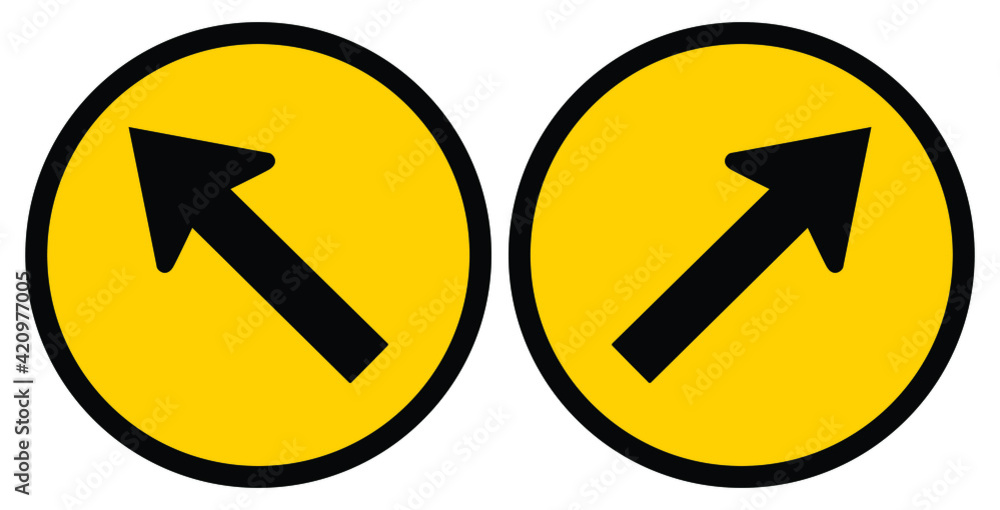 arrow up signs go to the left and right traffic on a road. symbol ...