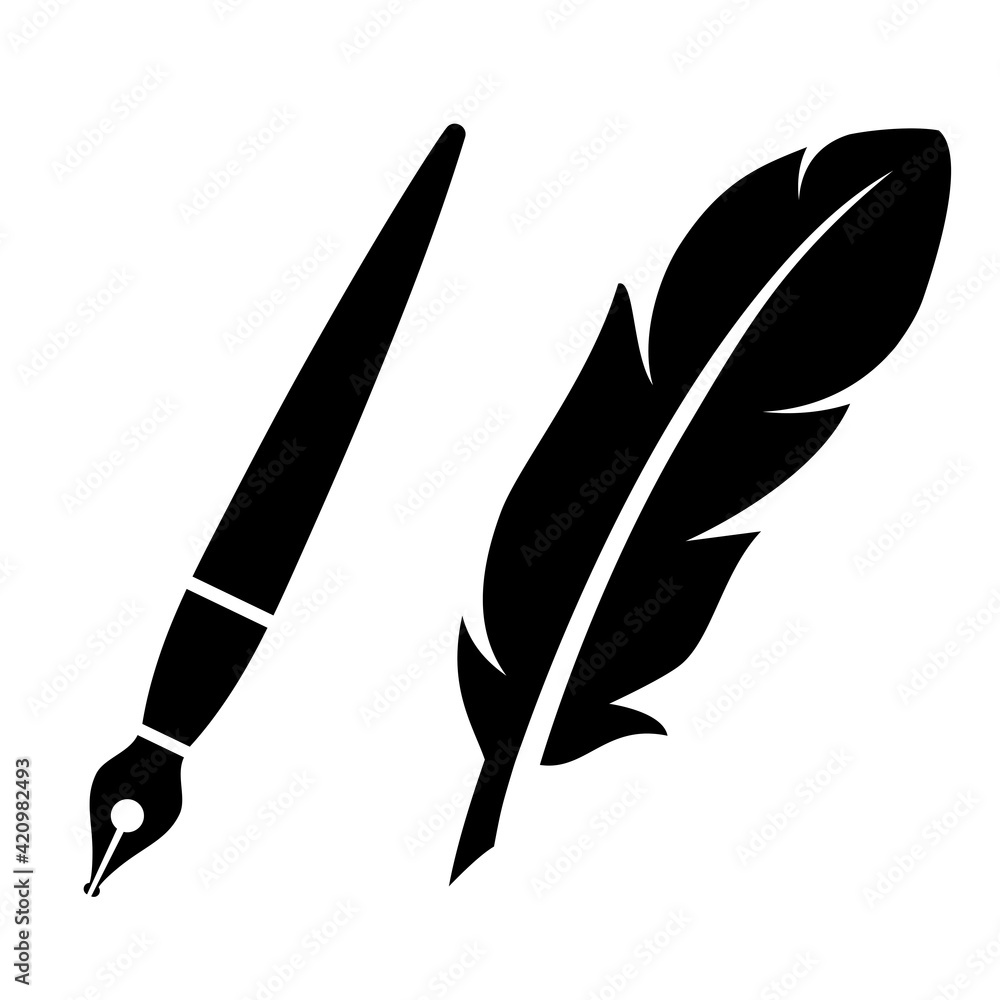Feather pen vector icon Stock Vector | Adobe Stock