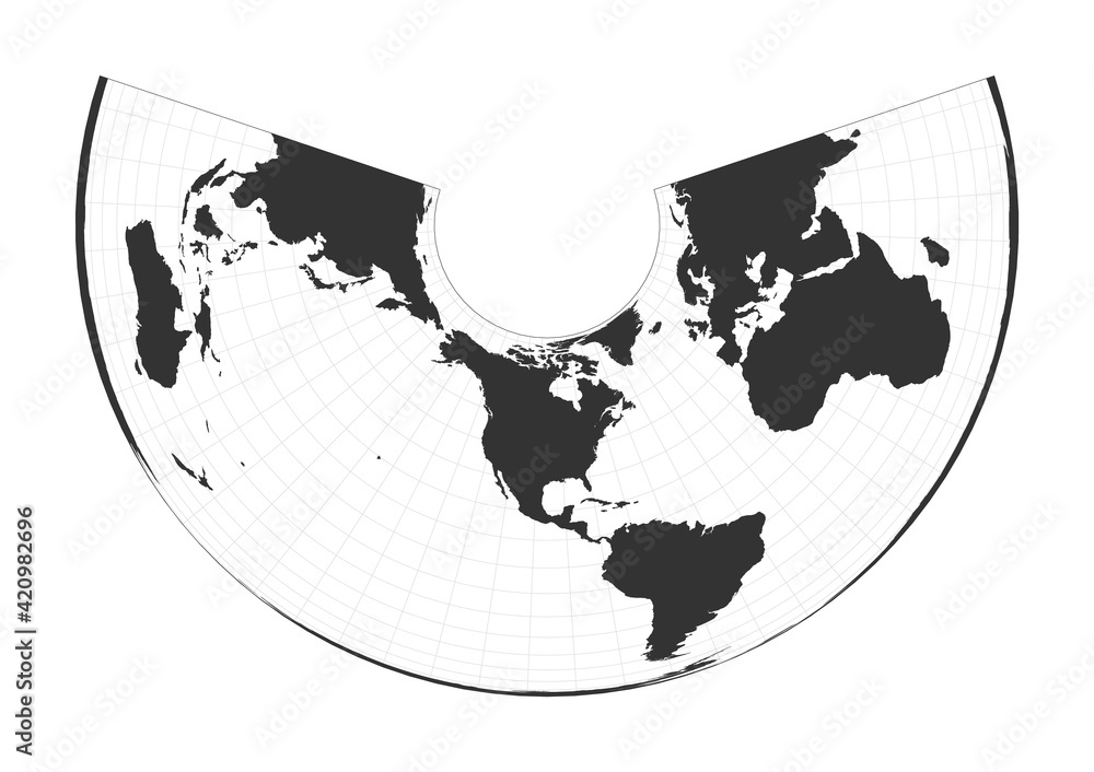 Map of The World. Albers equal-area conic projection. Globe with ...