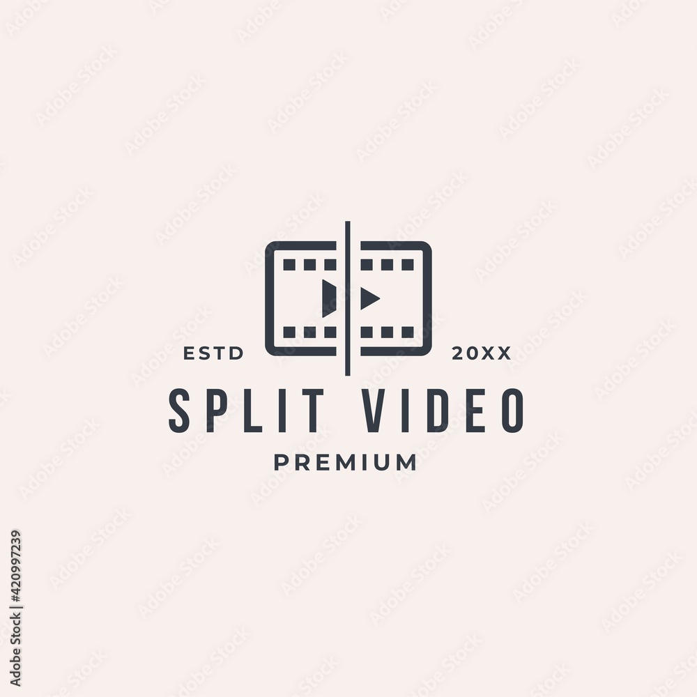 Split, trim, cut and crop video editing logo Stock Vector | Adobe Stock