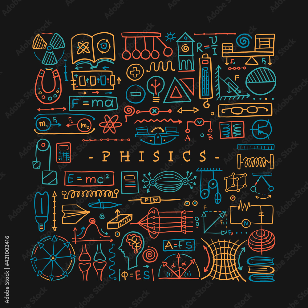 Physics icons, sign and symbols. Art Background for your design Stock ...