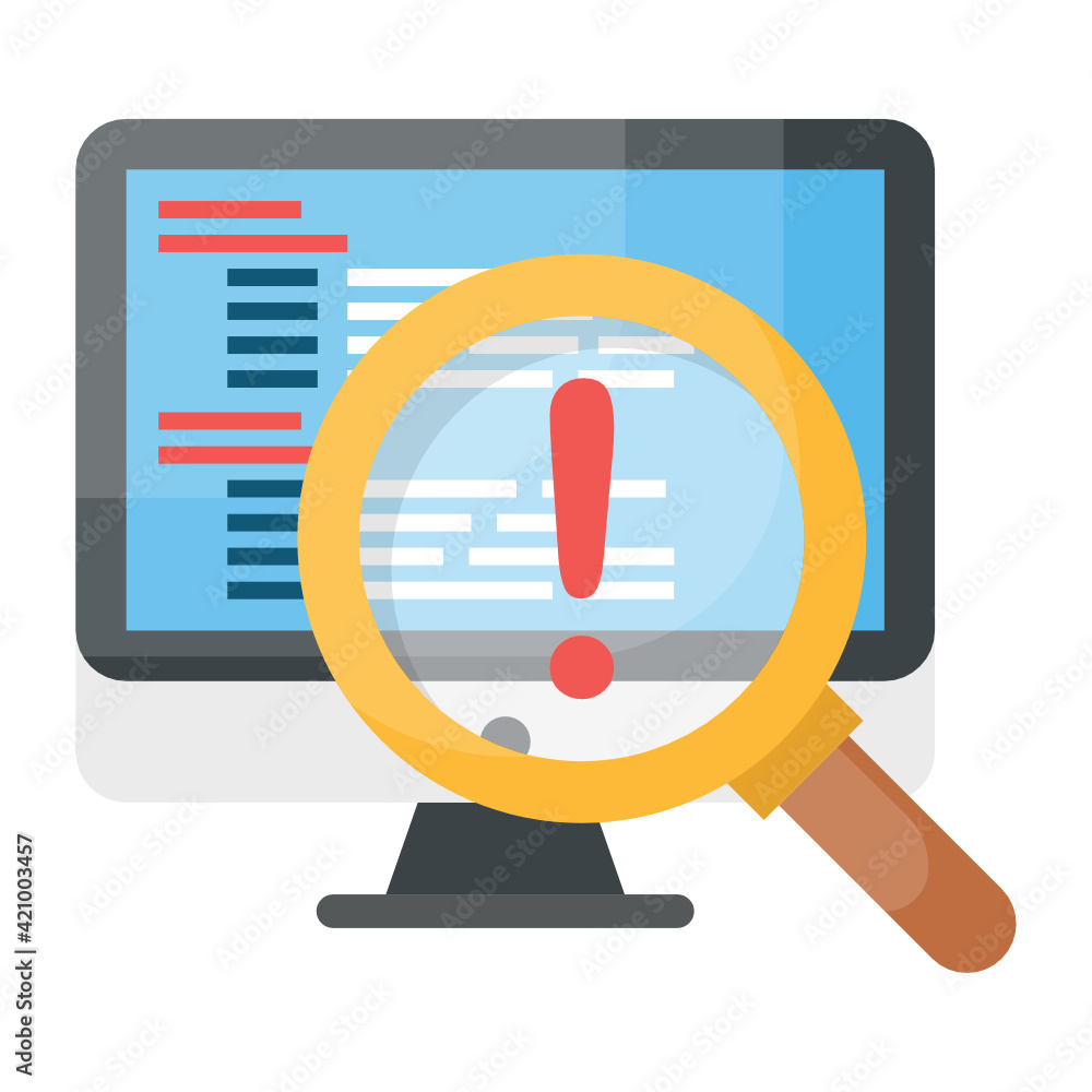 code walkthrough Concept, non destructive inspection Vector Color Icon Design, Software and web ...