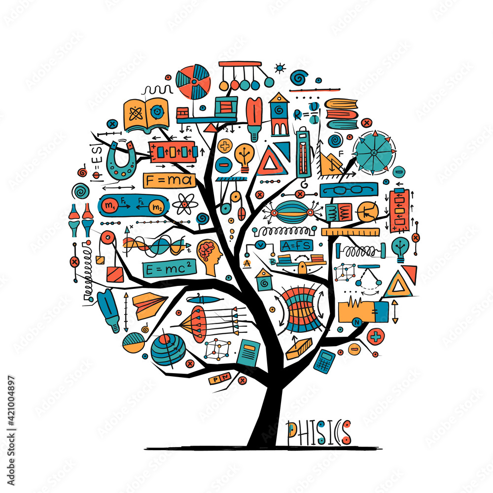 Vetor de Physics Concept Tree for your design. Icons, sign and symbols ...