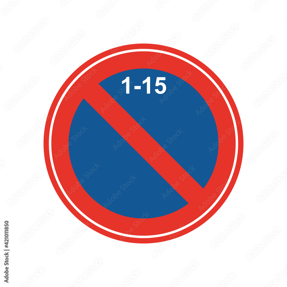 Rounded traffic signal in blue and red, isolated on white background ...