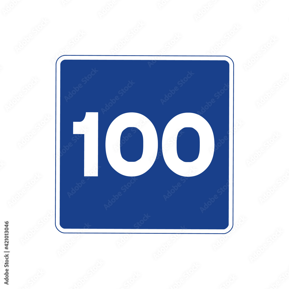 Square traffic signal in blue and white, isolated on white background ...