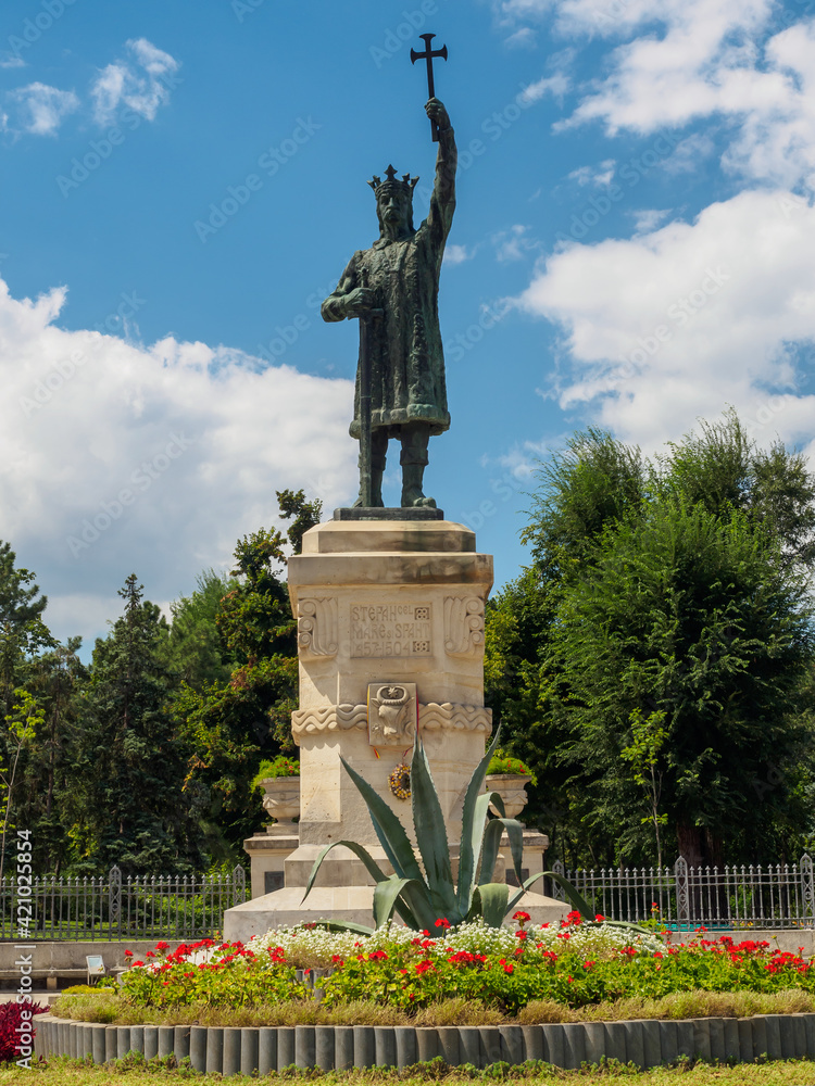 Central park with statue of Stefan cel Mare in the center of Chisinau, Moldova Stock Photo ...