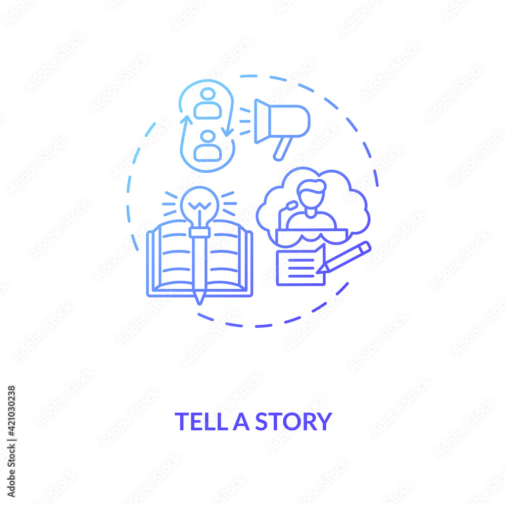 Tell story concept icon. Leader speaking motivational information idea ...