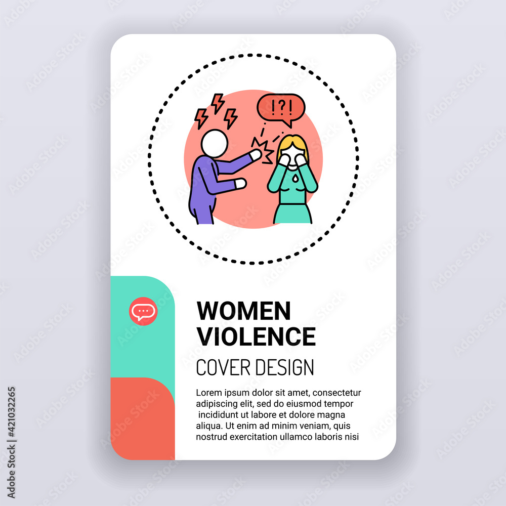Women violence brochure template. cover design. Family bullying. Print ...