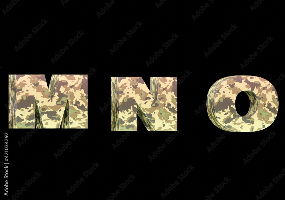 military letters alphabet 3d rendering Stock Illustration | Adobe Stock