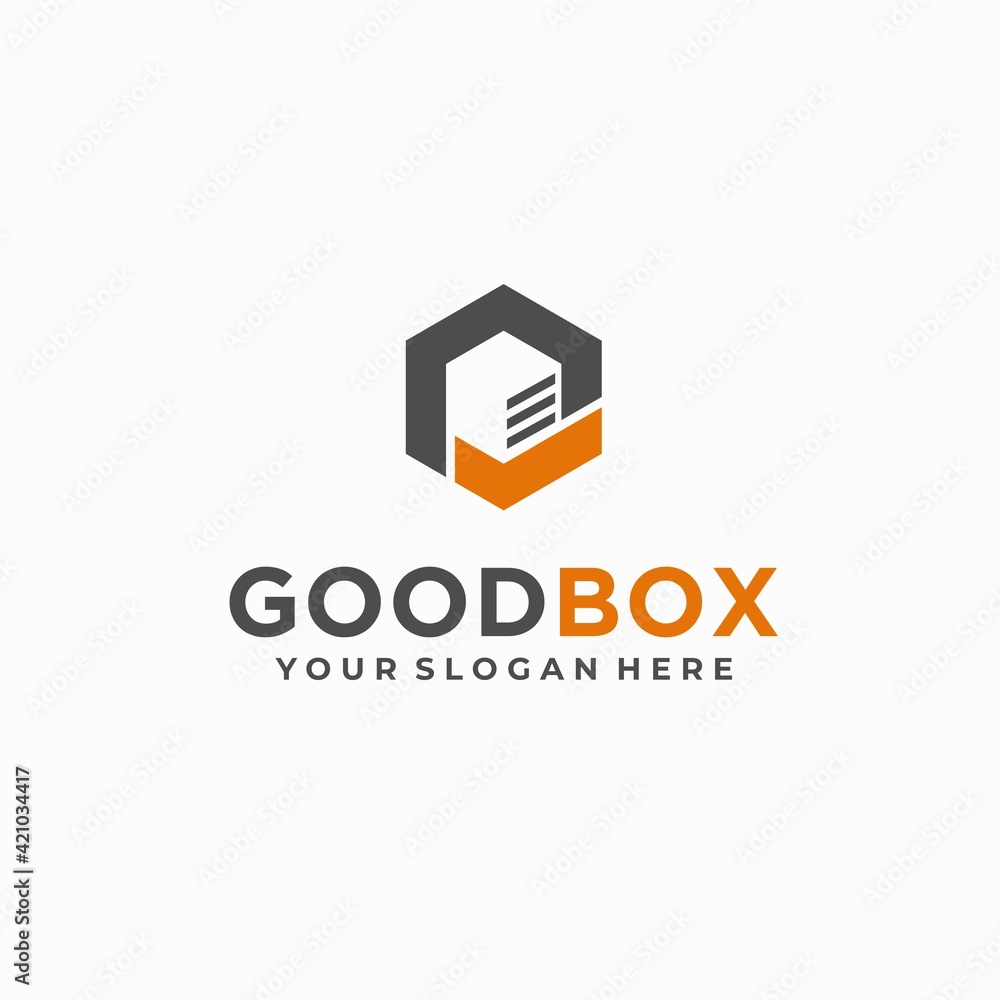 Good box logo, locker box logo with check mark concept Stock Vector ...
