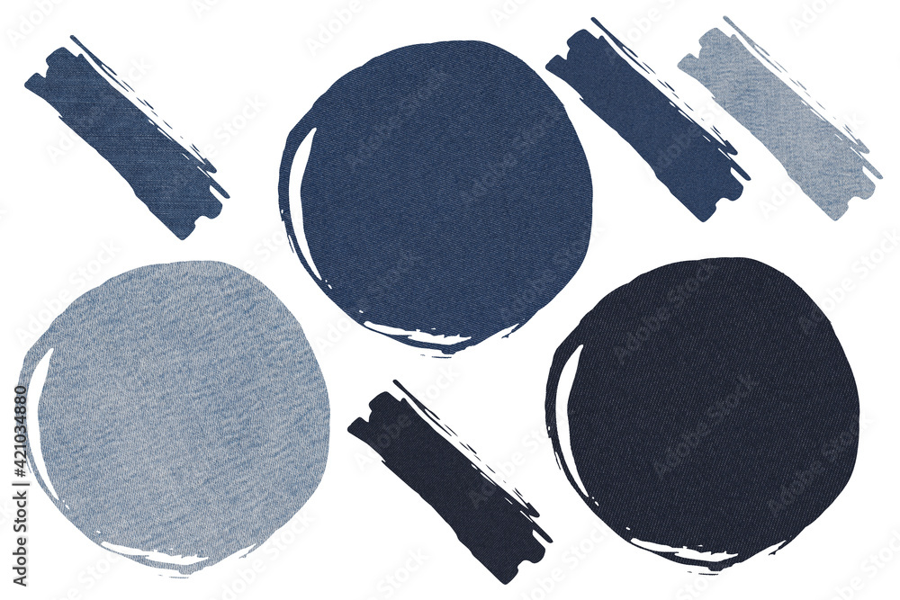 Abstract shapes denim with texture. Clip art set on white background ...
