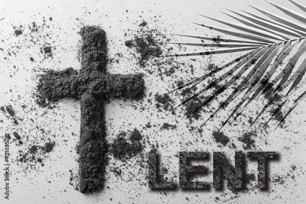 Cross made of the dust of the earth as a symbol of Great Lent. Stock ...