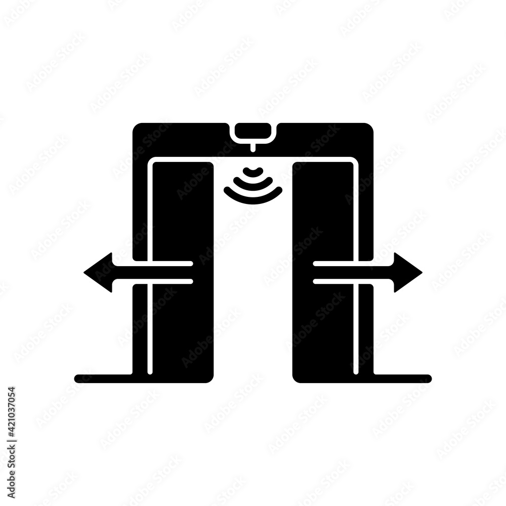 Automatic door black glyph icon. Door that opens automatically with use ...