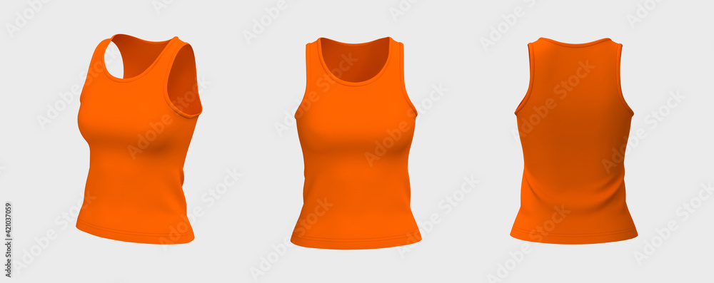 Blank sleeveless t-shirt mockup in front, side and back views, design ...