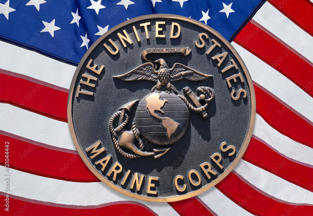Los Angeles, California USA - March 12 2019: U.S. Marine Corps logo or ...