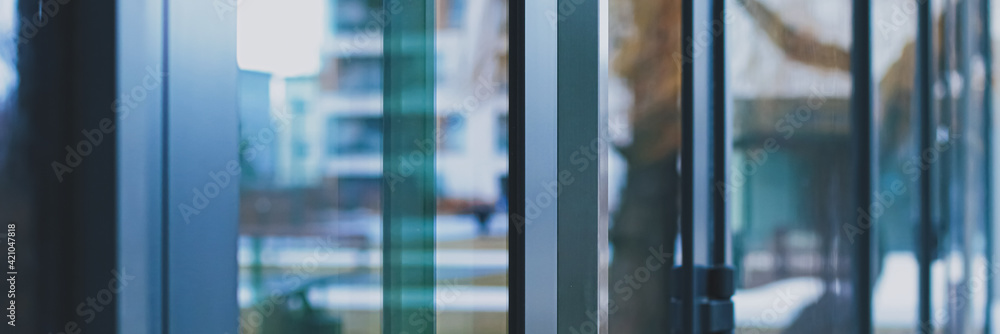 Glass walls as abstract urban background, exterior design and ...