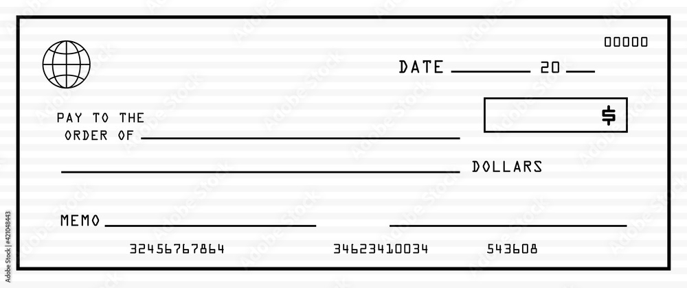 Blank bank check with pattern background vector Stock Vector | Adobe Stock