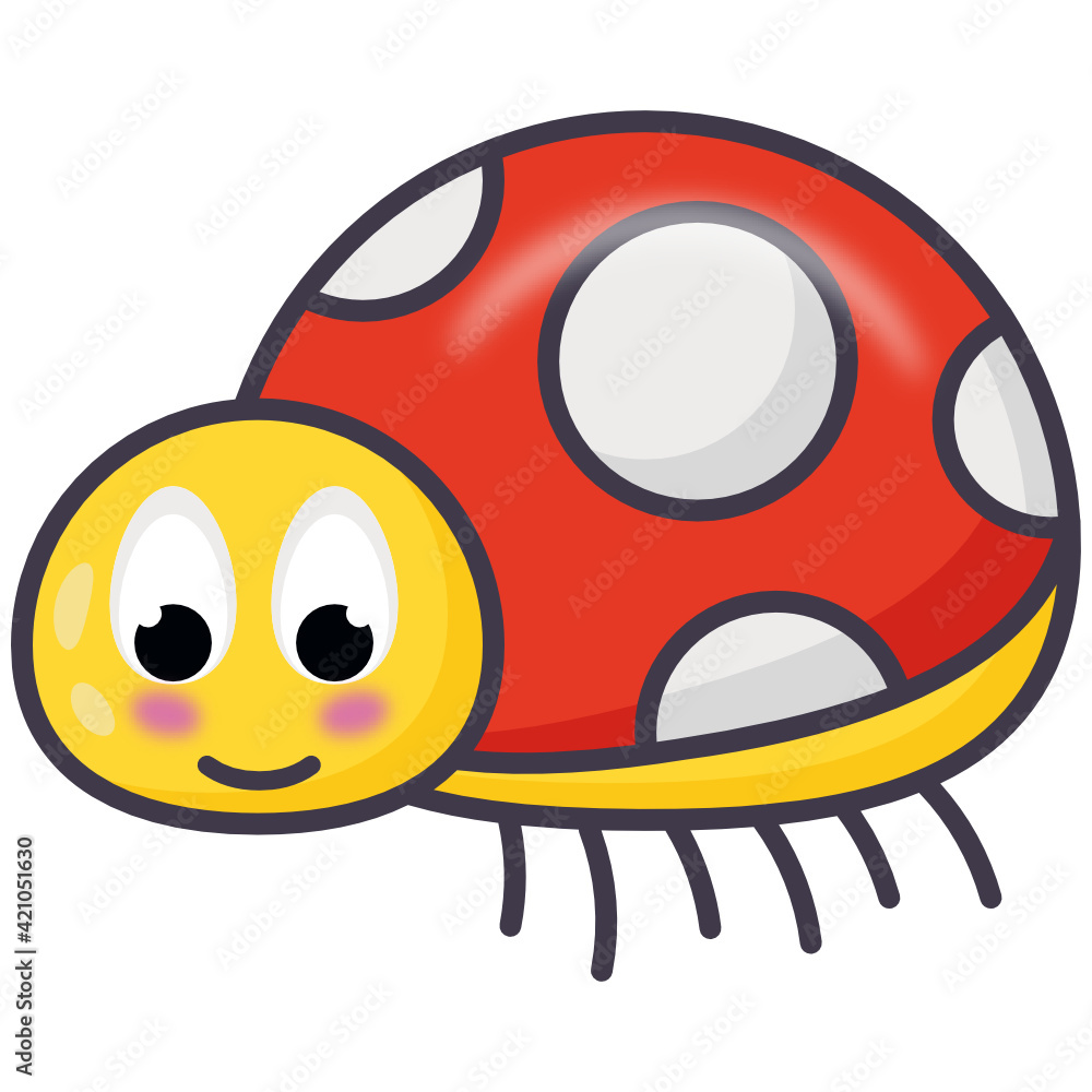 Lady beetle insect, flat cartoon icon of ladybird Stock Vector | Adobe ...