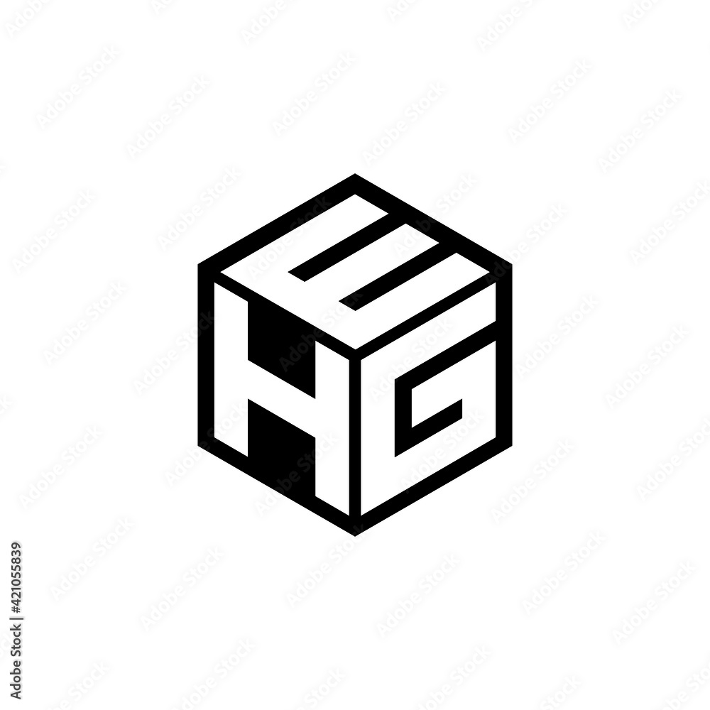 HGE letter logo design with white background in illustrator, cube logo ...