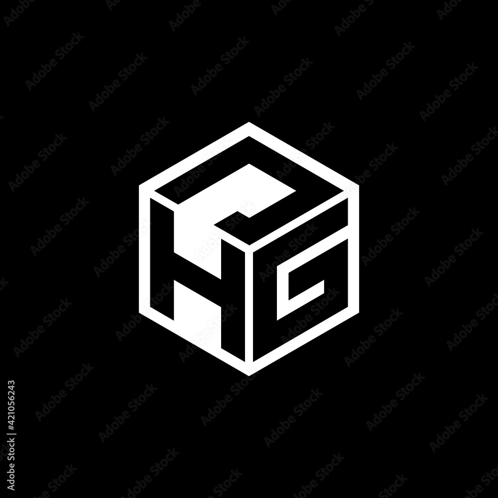 HGJ letter logo design with black background in illustrator, cube logo ...