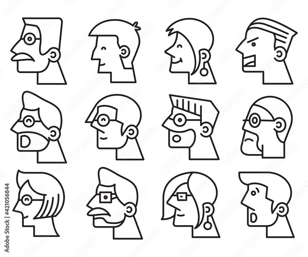 human face side view avatars vector Stock Vector | Adobe Stock