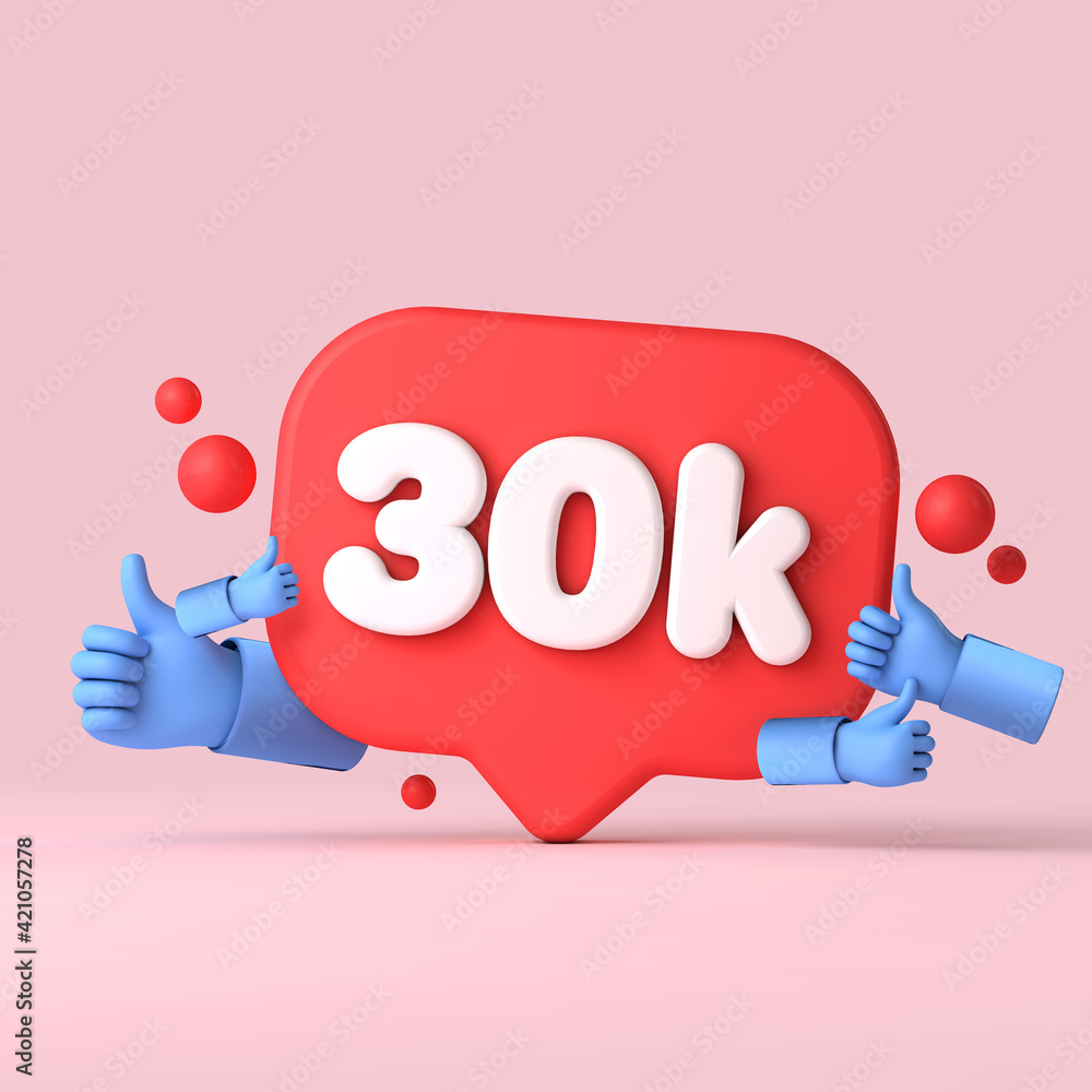 30 Thousand Followers Social Media Banner Thumbs Up 3D Rendering Stock 30-thousand-followers-social-media-banner-thumbs-up-3d-rendering-stock