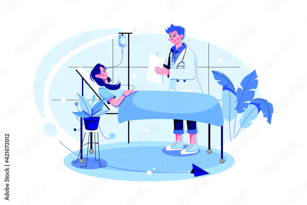 Hospital patient in the private ward and doctor checking patient Stock ...