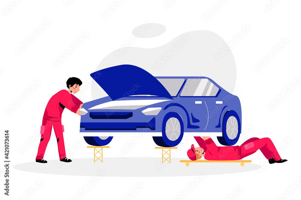 Car Repair Vector Illustration concept. Flat illustration isolated on ...