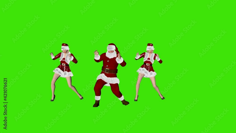 Santa Claus and Santa helpers dancing , loop, Green Screen Chromakey ...