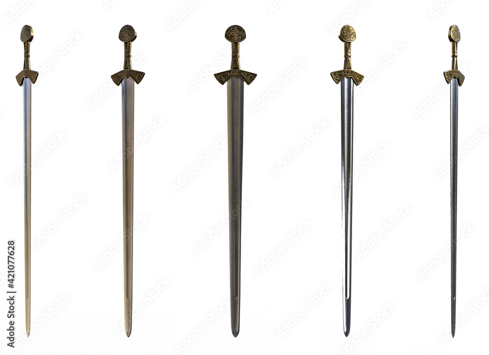 Medieval Sword Render On White Background Stock Photo | Adobe Stock