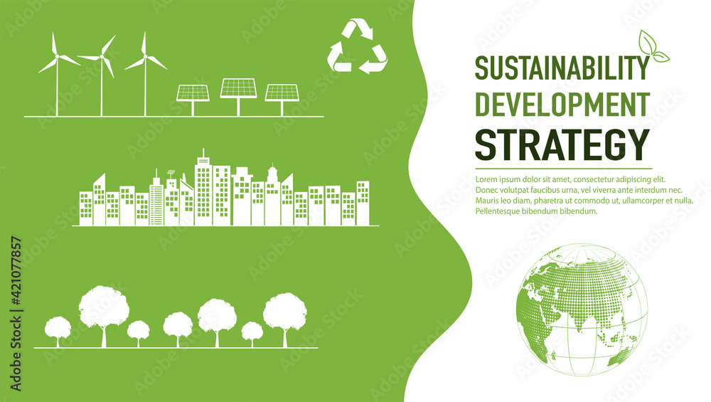 Sustainability development strategy background and template, vector ...