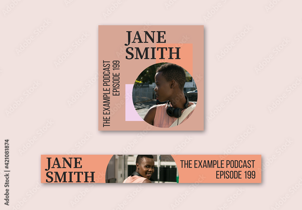 Modern Podcast Web Banner Set Stock Template | Adobe Stock