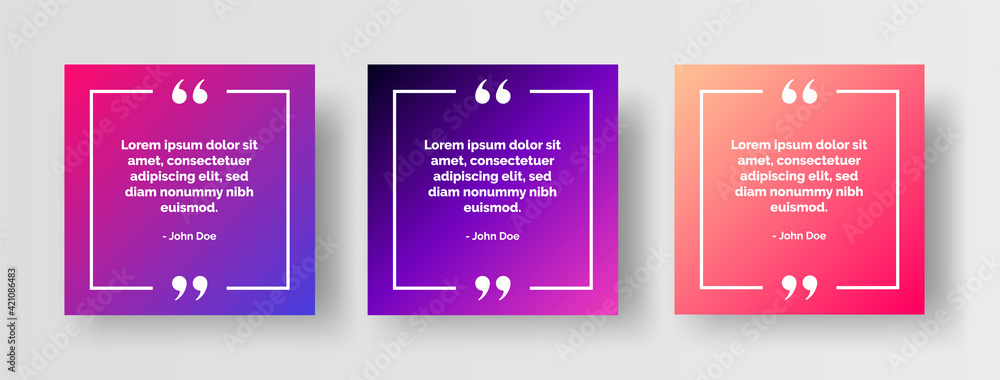 Set of Social Media Post Template for Quotes. Quote Text Social Post or ...