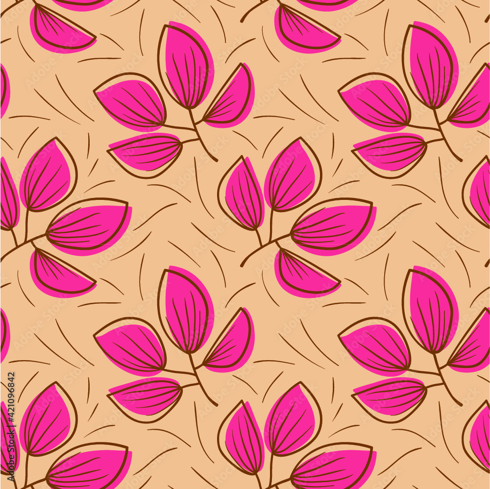 Abstract leaves summer seamless pattern. Background with branch of ...