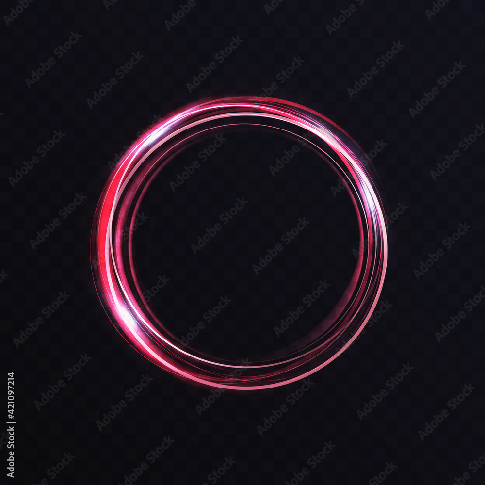 Luminous vibrant neon circle ring, abstract glowing light effect vector ...
