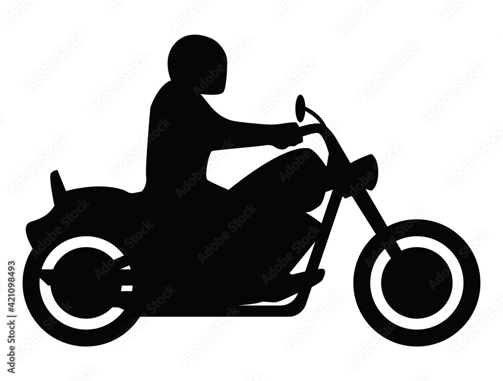 Motorcycle Rider Side View Silhouette Isolated Vector Illustration ...