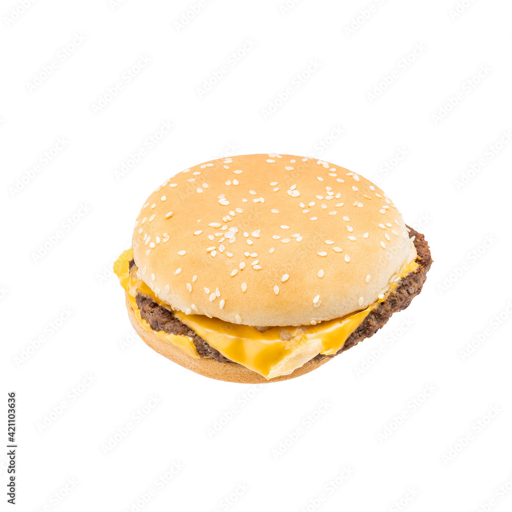 cheeseburger isolated on white background. burger product cut out Stock ...