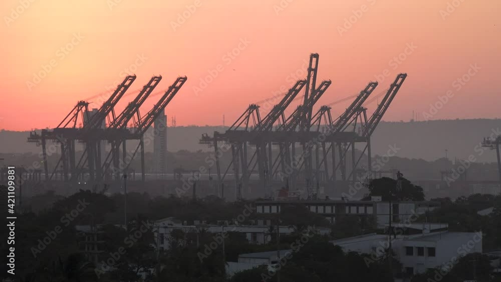 Seaport. Port Cranes and docking facility. Industrial manufacturing ...