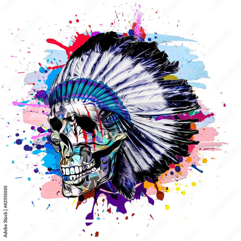 skull and crossbones indian art Stock Illustration | Adobe Stock