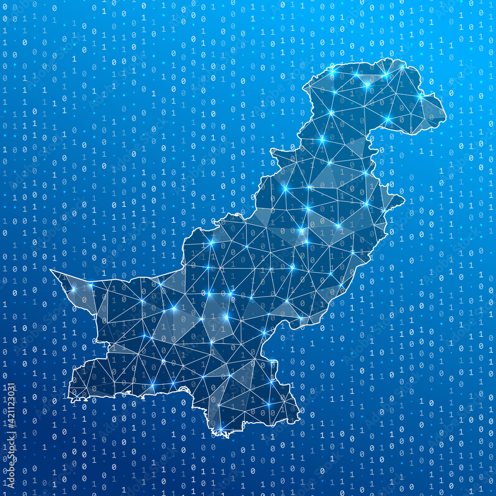 Network map of Pakistan. Country digital connections map. Technology ...