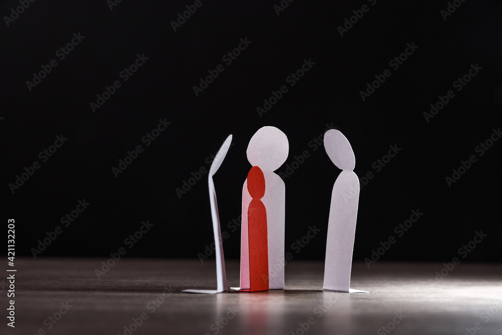 Child bullying concept with paper cutouts and dark background Stock ...