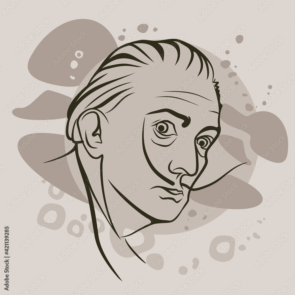 Portrait of Salvador Dali. Spanish painter, graphic artist, sculptor ...