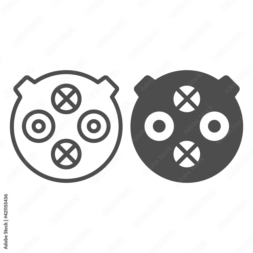 Electric Car charging plug CHAdeMO line and solid icon, Electric car ...