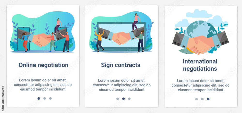 Modern flat illustrations in the form of a slider for web design. A set ...