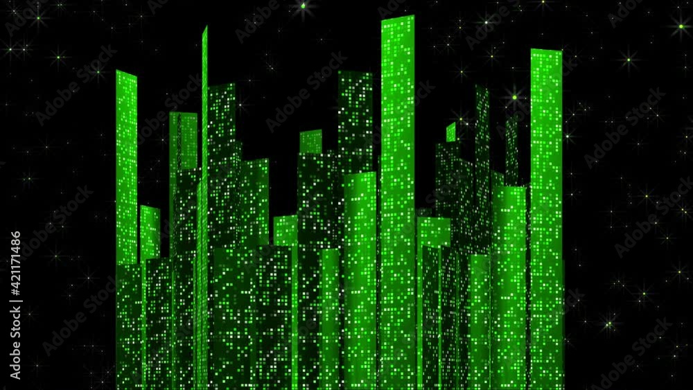 Equalizer. Pixel-shimmery outlines. Animation of a green semi ...