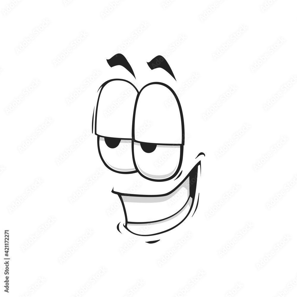 Cartoon face isolated vector icon, ogle facial expression with wide ...