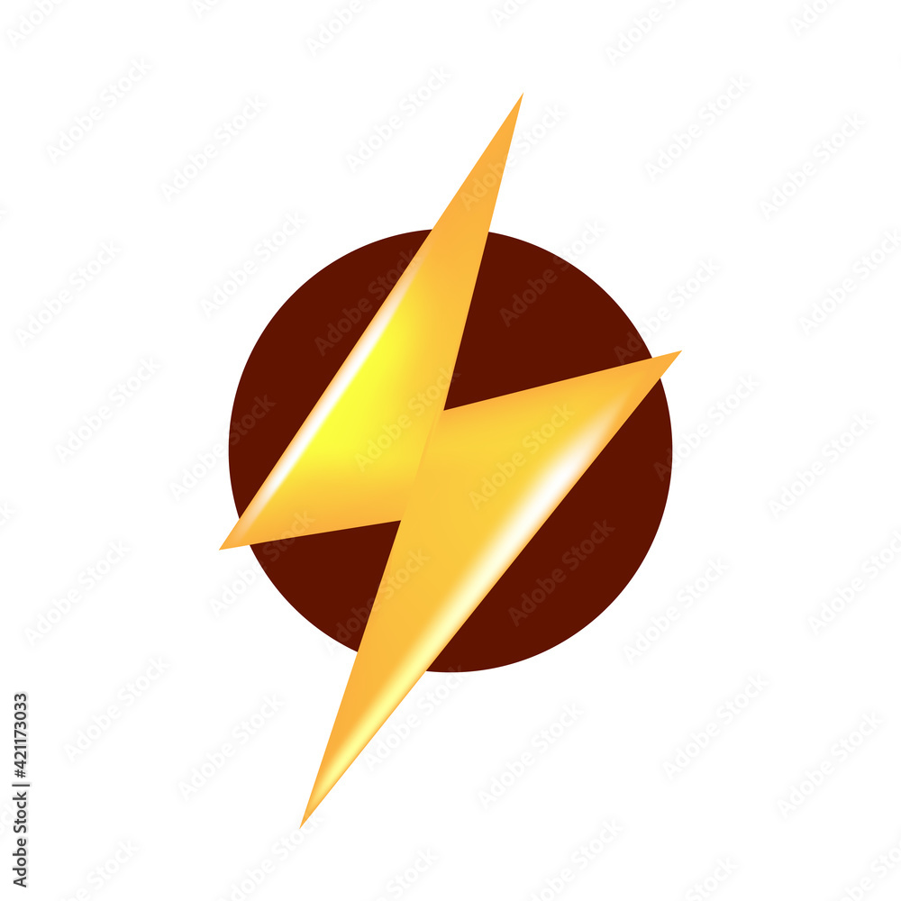 Vector golden lightning bolt isolated on white background. Super speed ...